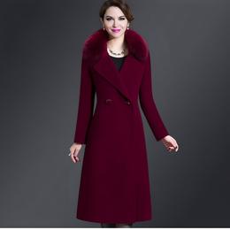 Seraphina's Winter Elegant Maroon Fur Long Coat