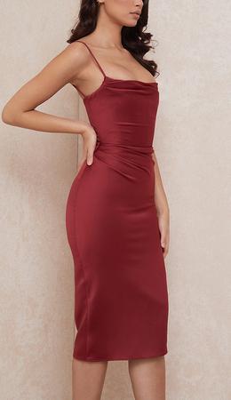 Red Bodycon Midi Dress (Elegant)
