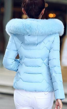 Women's Light Blue Parka Coat With Fur Hood (Beautiful)