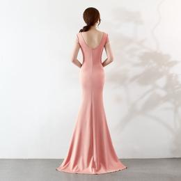 Light Pink Bodycon Long Maxi Dress With Split