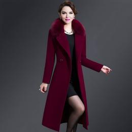 Seraphina's Winter Elegant Maroon Fur Long Coat