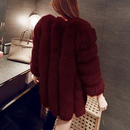 Dark Red Long Faux Fur Coat For Womens (Stunning)